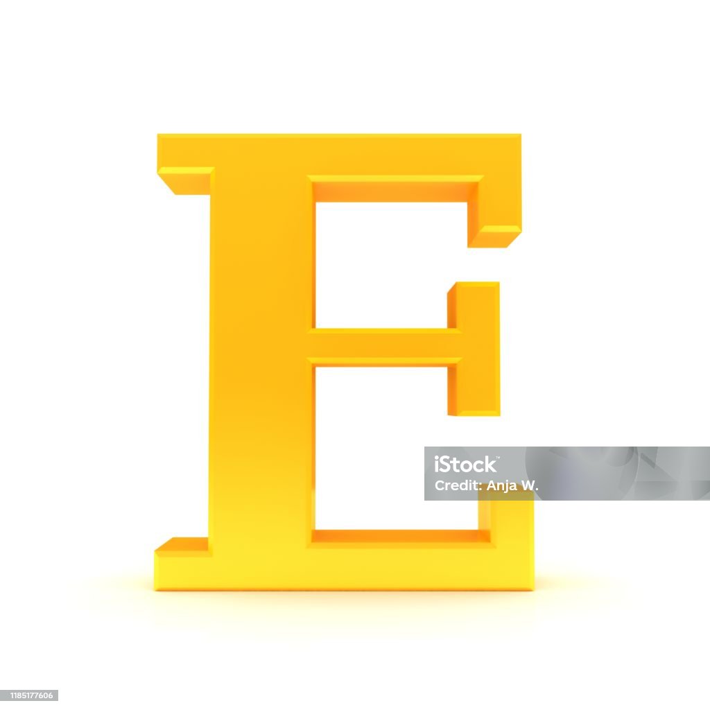 Huruf E Huruf E Huruf Kuning Tanda Huruf Besar Alfabet Font 3d Render Grafis Terisolasi Pada