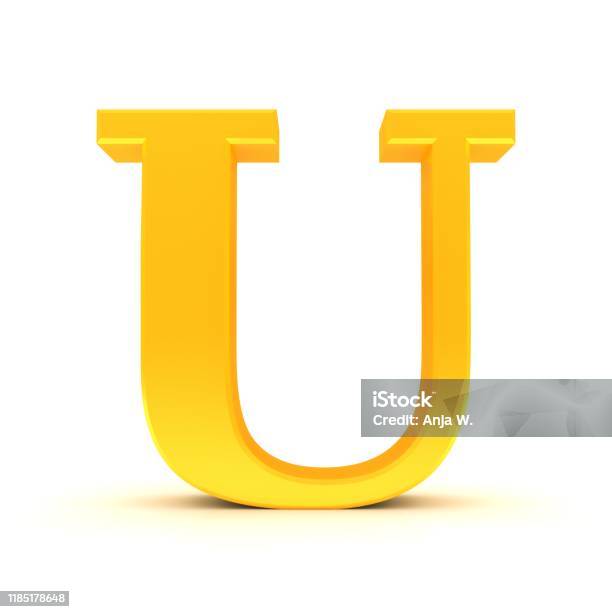 Huruf U Huruf U Huruf Kuning Tandai Alfabet Teks Font 3d Render Grafis