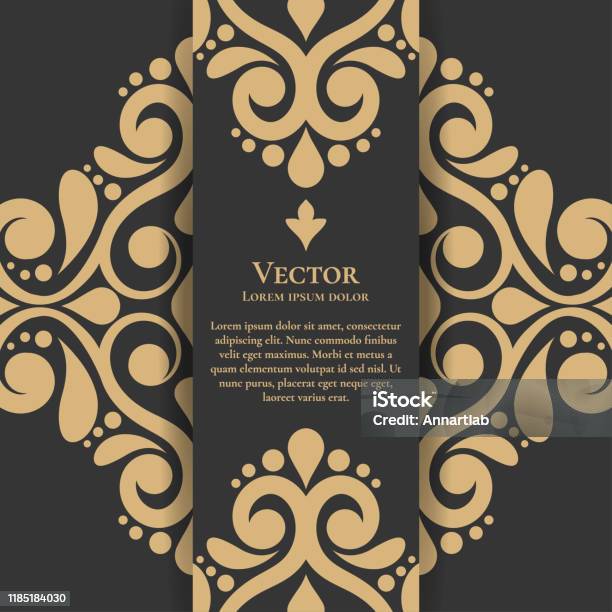 Desain Kartu Undangan Mewah Hitam Dan Emas Template Ornamen Vintage
