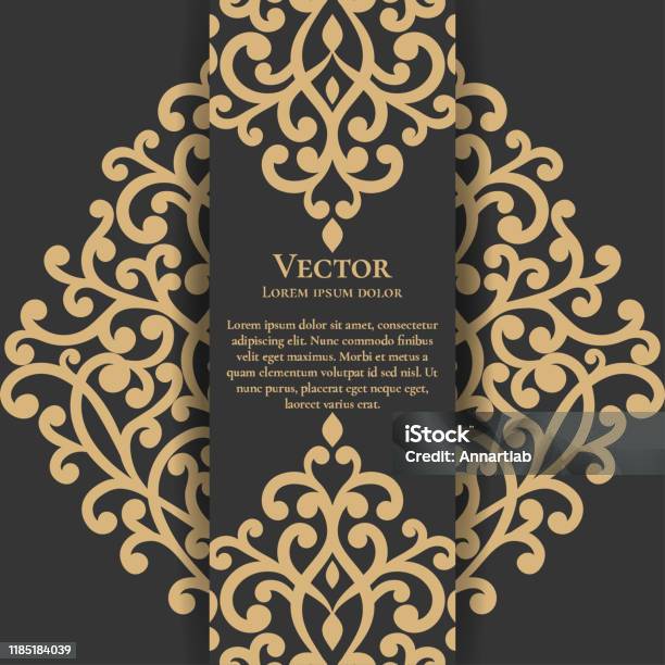 Desain Kartu Undangan Mewah Hitam Dan Emas Template Ornamen Vintage