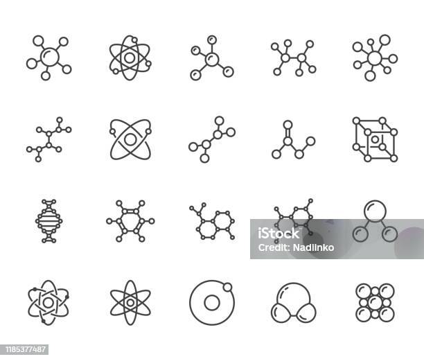 Ensemble Dicônes De Ligne Plate De Molécule Science De Chimie Structure