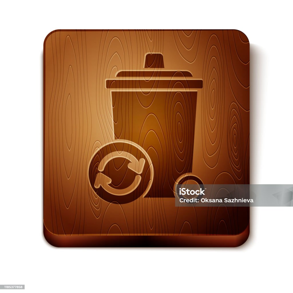 Vetores De Brown Reciclar Bin Com Ícone Símbolo Reciclar Isolado Em