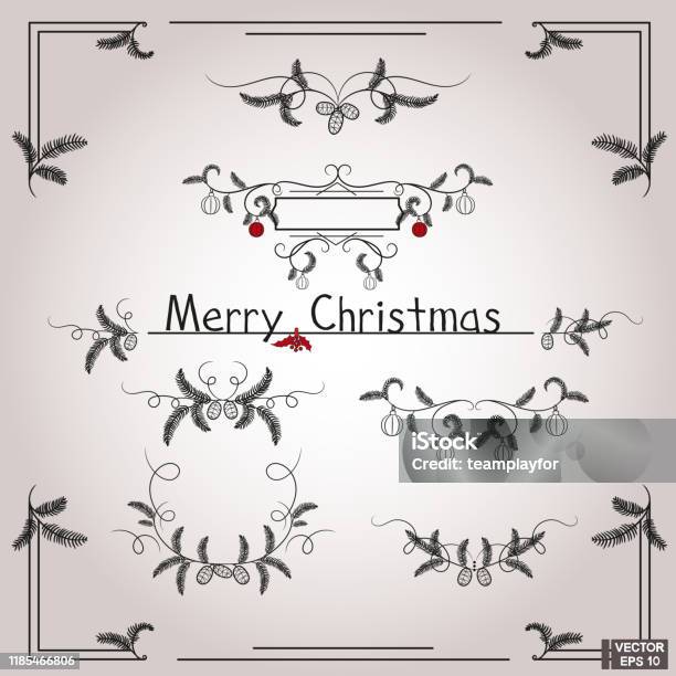 Koleksi Pusaran Yang Digambar Dengan Tangan Elemen Desain Natal