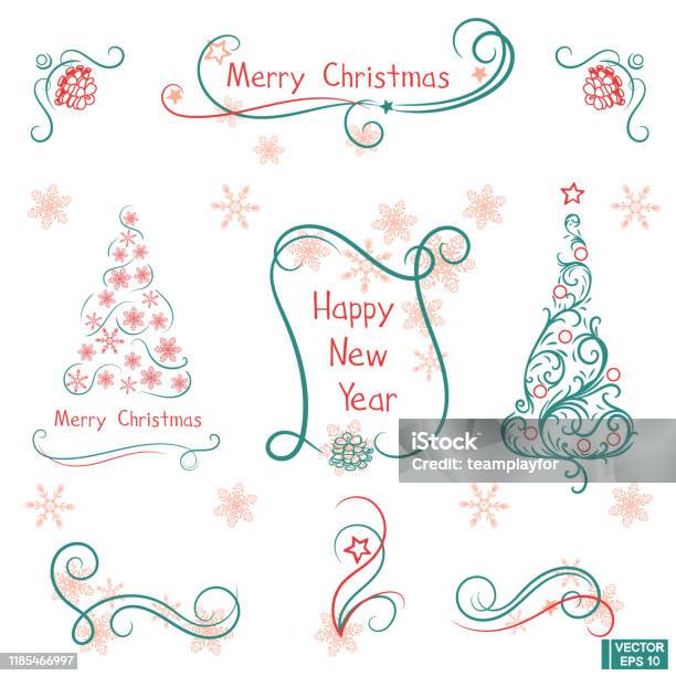Koleksi Pusaran Yang Digambar Dengan Tangan Elemen Desain Natal