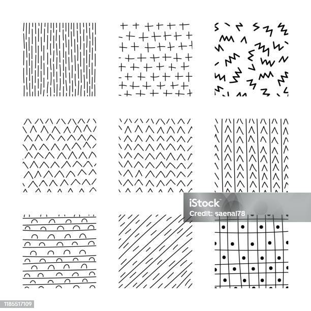 Set Kotak Abstrak Latar Belakang Yang Digambar Dengan Tangan Gambar