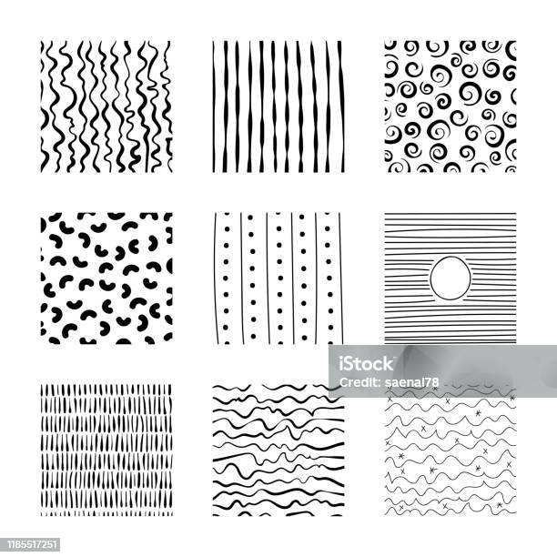 Set Kotak Abstrak Latar Belakang Yang Digambar Dengan Tangan Gambar