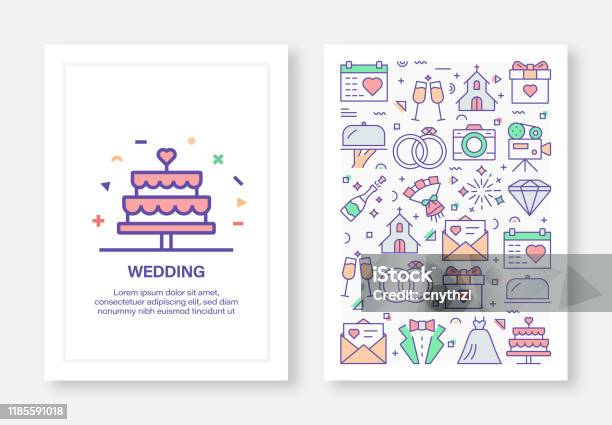 Desain Sampul Gaya Garis Konsep Pernikahan Untuk Laporan Tahunan Flyer