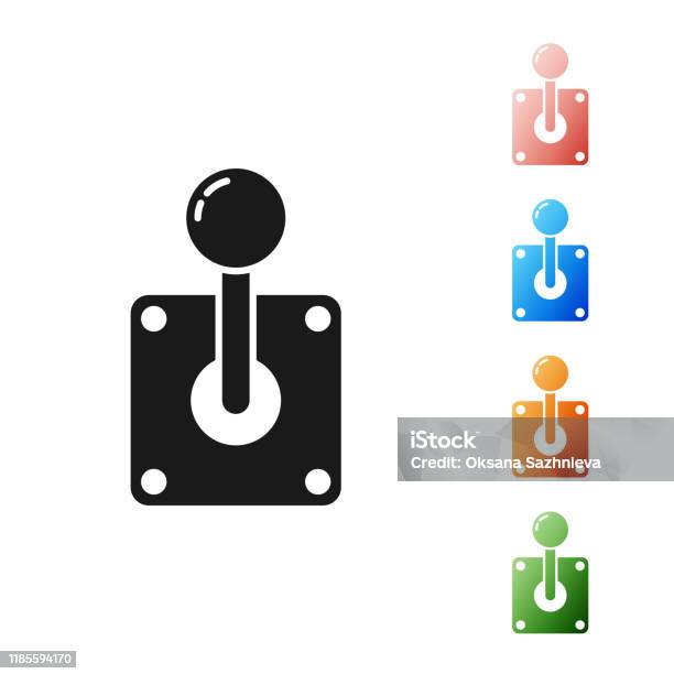 Black Joystick Untuk Ikon Mesin Arcade Terisolasi Pada Latar Belakang