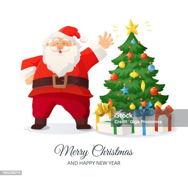 Joyeuse Carte De Noel Illustration De Vecteur De Dessin Animé Du Père