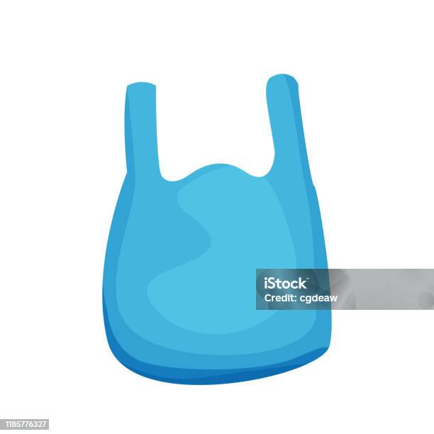 Illustration Sac Plastique Déchets Bleus Isolés Sur Le Fond Blanc