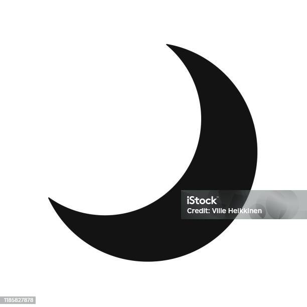 Icône Plate De Demilune De Modèle Plat Nuit Lunaire Symbole De Logo De
