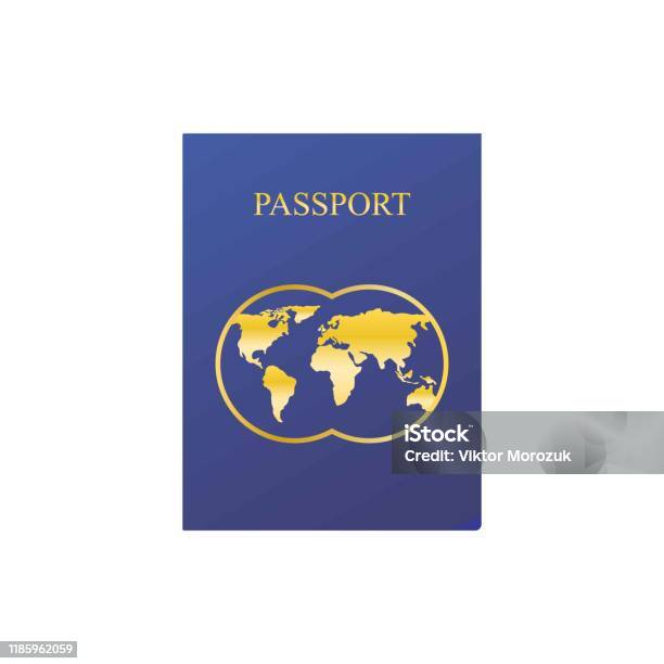 Vector International Passport Cover Template Blue Passport On White