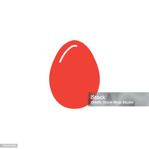 Icône Rouge Doeuf Sur Le Fond Blanc Illustration De Vecteur De Style