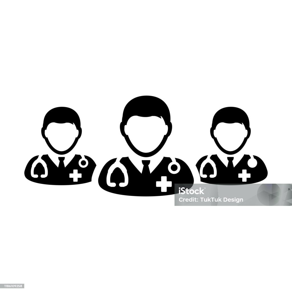 Hospital Icon Vector Group Of Male Doctors Person Profile Avatar For