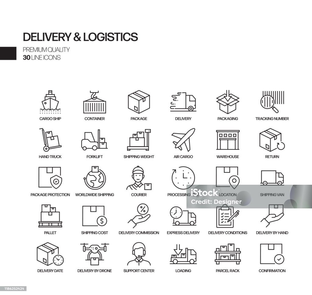 Einfache Reihe Von Lieferung Und Logistik Verwandte Vektor Linie Icons ... Einfache Reihe Von Lieferung Und Logistik Verwandte Vektor Linie Icons ...