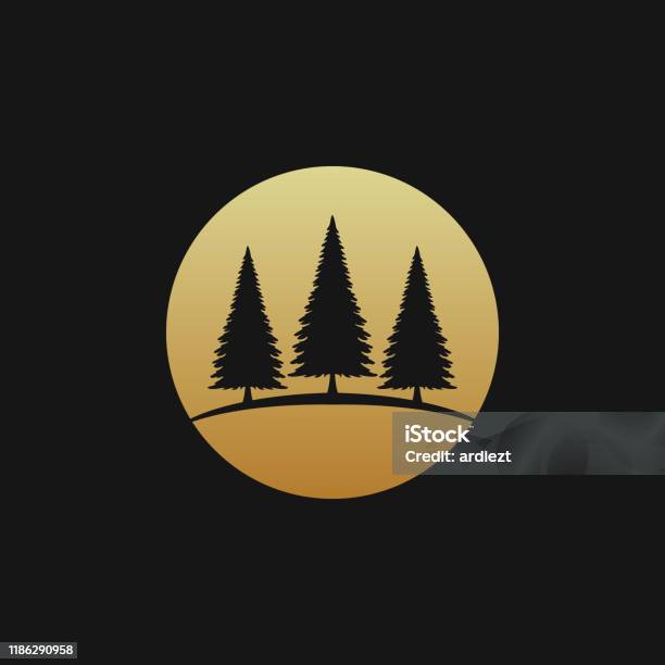 Conception De Logo Dicône Darbre De Pin Illustration Vectorielle