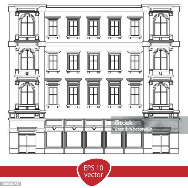 Détail Avant Vue Façade Bâtiment Contour Contour Avec Le Panorama De La