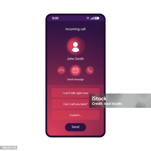 Response Message To Incoming Call Smartphone Interface Vector Template ... Response Message To Incoming Call Smartphone Interface Vector Template ...