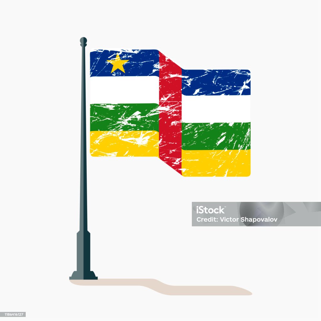 Central African Republic Flag With Scratches Vector Flag Of Central
