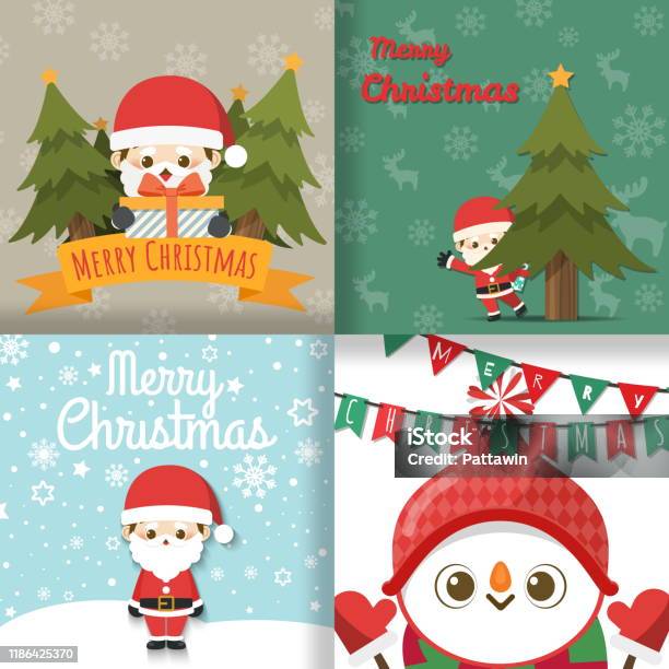 Selamat Natal Dengan Seperangkat Kartu Ucapan Karakter Kartun Lucu