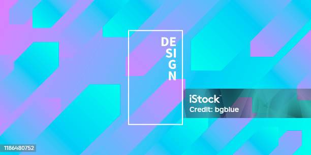 Desain Abstrak Dengan Bentuk Geometris Trendy Blue Gradient Ilustrasi