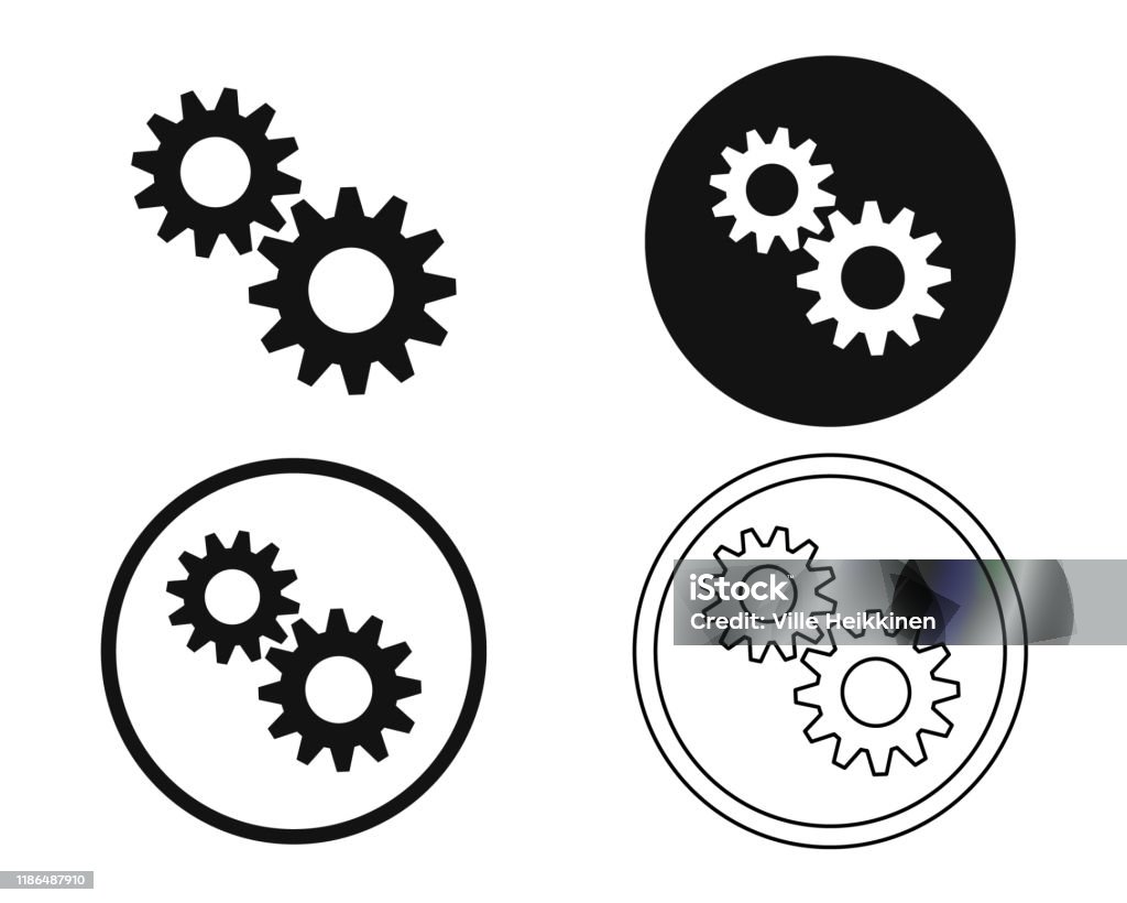 Cogwheel Gear Button Icon Vector Illustration Image Isolated On White