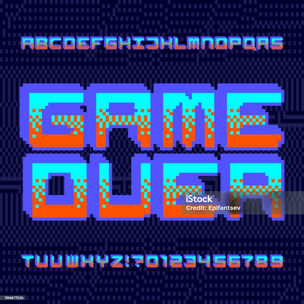 Game Over Alphabet Font 3d Effect Pixel Letters Numbers And Symbols ... Game Over Alphabet Font 3d Effect Pixel Letters Numbers And Symbols ...