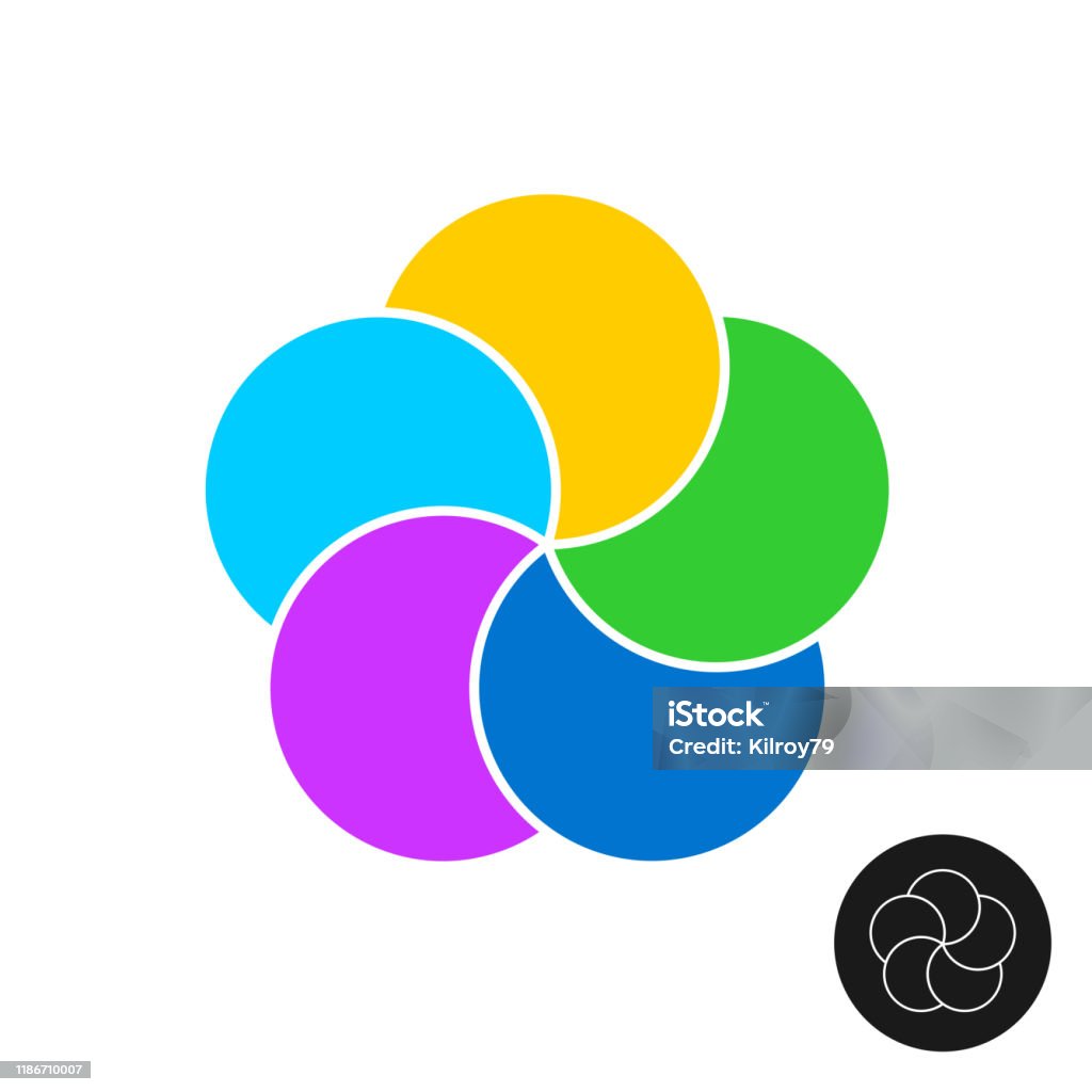 Lima Lingkaran Warna Infografis Elemen Template 5 Bagian Bulat Desain Grafis Logo Bunga
