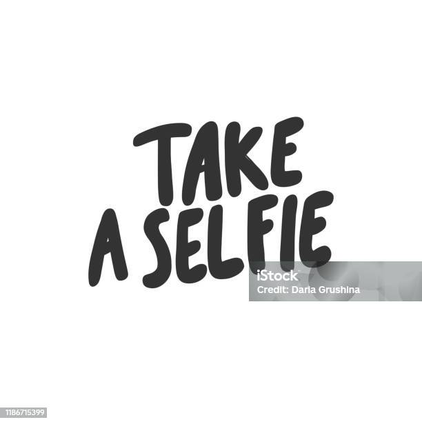 Take A Selfie Sticker For Social Media Content Vector Hand Drawn