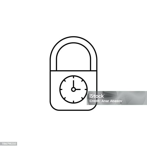 Verrouillage Temps Icône Dhorloge Ligne Simple Découpe Vecteur Dicônes