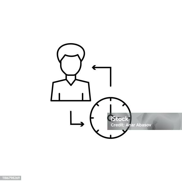 Homme Temps Icône Dhorloge Ligne Simple Découpe Vecteur Dicônes Pour Ui