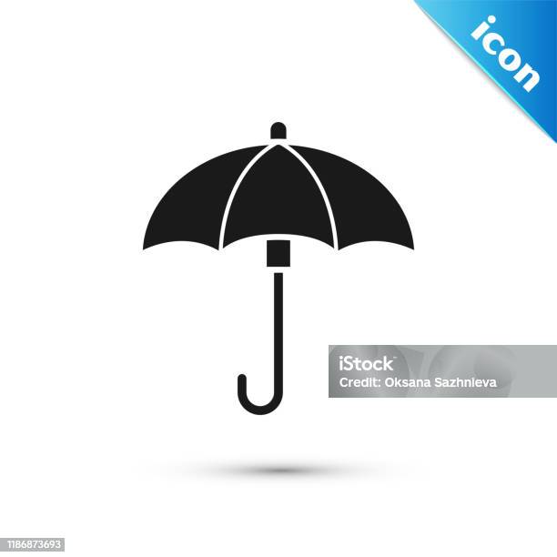 Zwarte Paraplu Pictogram Geïsoleerd Op Witte Achtergrond Waterdicht