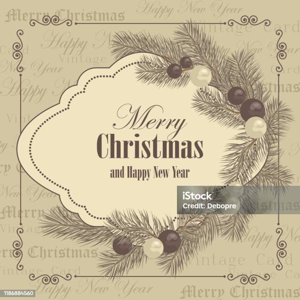 Kartu Ucapan Selamat Natal Dan Tahun Baru Dengan Cabang Pohon Dihiasi ... Kartu Ucapan Selamat Natal Dan Tahun Baru Dengan Cabang Pohon Dihiasi ...
