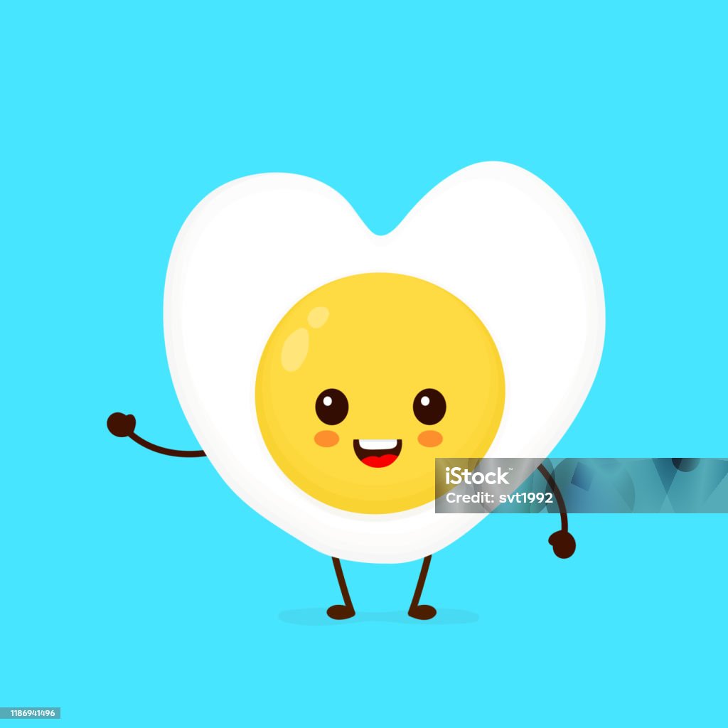 Happy Cute Smiling Funny Kawaii Fried Egg Stock Illustration Download