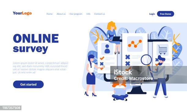 Konsep Templat Desain Halaman Web Datar Modern Dari Survei Online