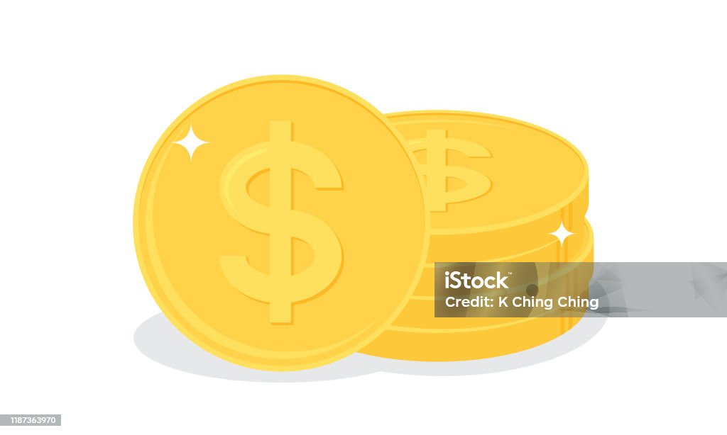 Stack Of Gold Dollar Coins Business And Finance Concept Stock