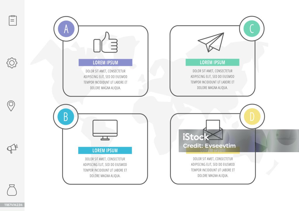 Template Datar Infografis Vektor Persegi Panjang Untuk Empat Diagram ... Template Datar Infografis Vektor Persegi Panjang Untuk Empat Diagram ...