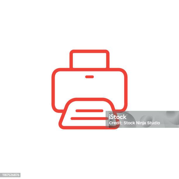 Icône Rouge De Ligne Dimprimante Sur Le Fond Blanc Illustration De