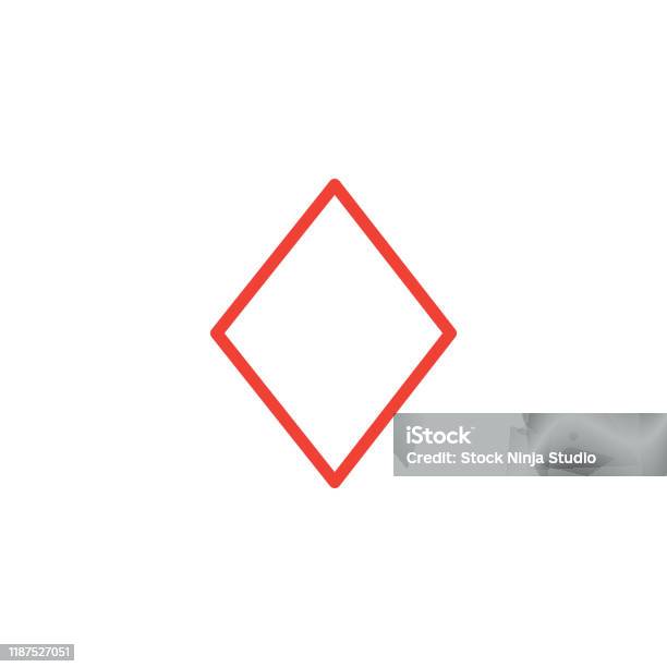 Spielkarte Diamant Linie Rote Symbol Auf Weißem Hintergrund Rote Flache ... Spielkarte Diamant Linie Rote Symbol Auf Weißem Hintergrund Rote Flache ...