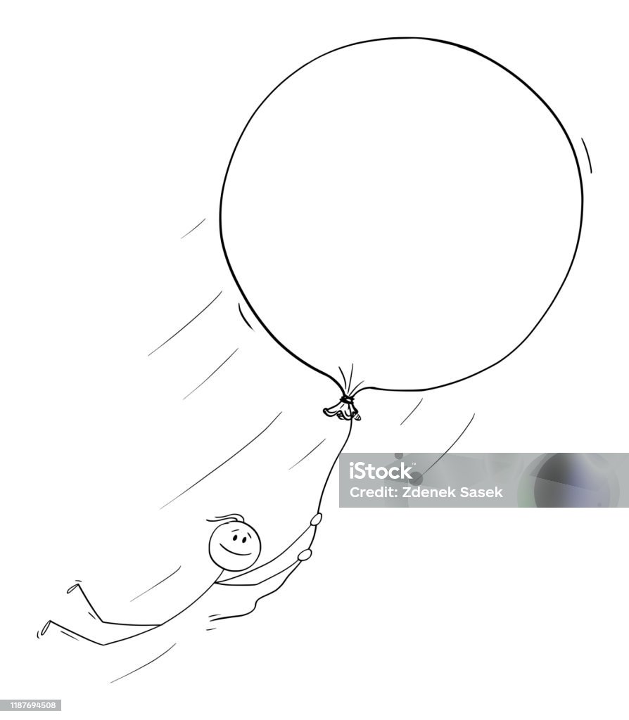 Ilustrasi Kartun Vektor Pria Atau Pengusaha Memegang Balon Dan Konsep