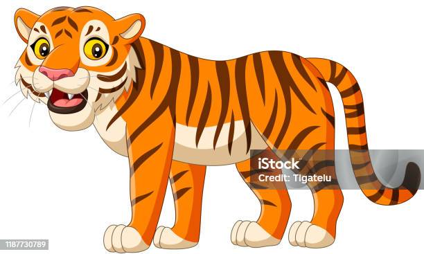 Tigre De Dessin Animé Disolement Sur Le Fond Blanc Vecteurs Libres De