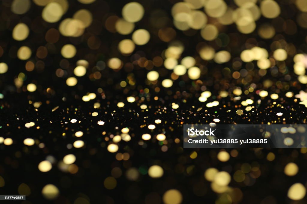 Latar Belakang Bokeh Emas Glitter Emas Di Latar Belakang Hitam Tahun