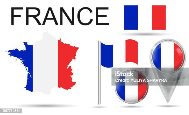 France Flag Map Pointer Button Waving Flag Symbol Flat Icon And Map Of ... France Flag Map Pointer Button Waving Flag Symbol Flat Icon And Map Of ...