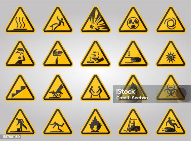 Étiquettes Triangulaires De Symboles De Danger Davertissement Sur Le