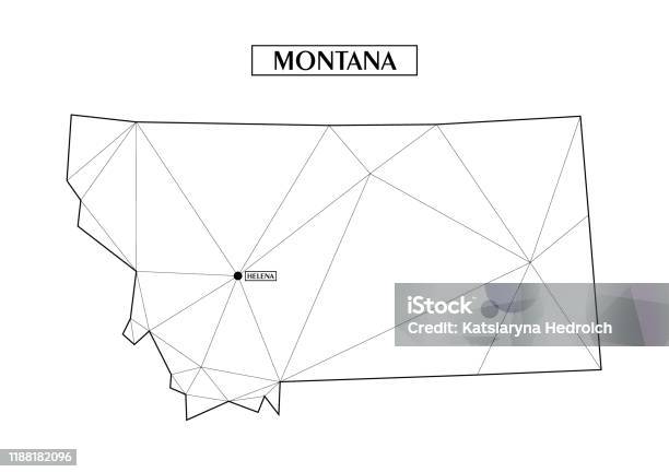 État De Carte Abstraite Polygonal Du Montana Avec Les Formes