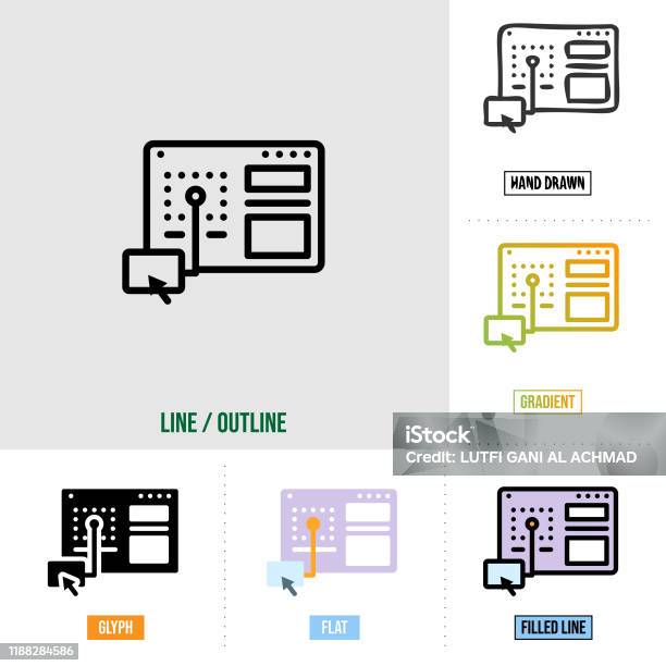 Icône Ux Dans Six Styles Différents Basé Sur Le Style De Contour