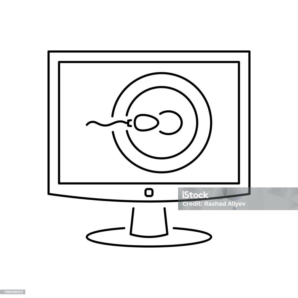 Monitor Sperm Ovum Icon Simple Line Outline Vector Of Artificial