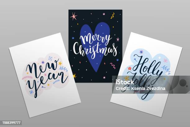 Merry Natal Kartu Template Dengan Huruf Holly Periang Kaligrafi Frasa