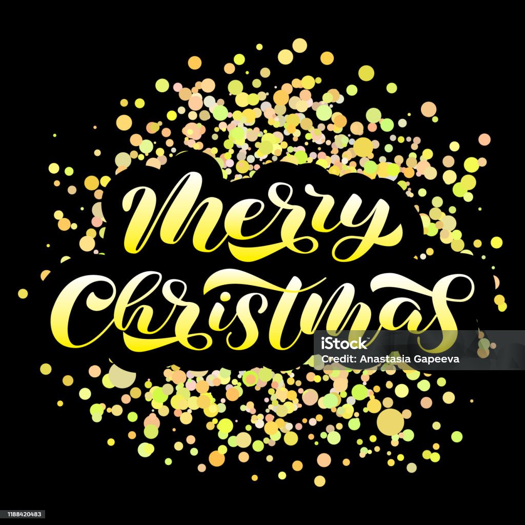 Merry Christmas Brush Lettering Vector Illustration For Poster Or