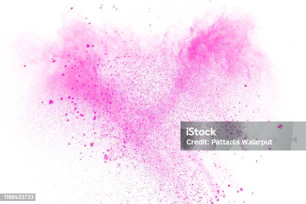 Pink Powder Explosion On White Backgroundpink Dust Splatter On